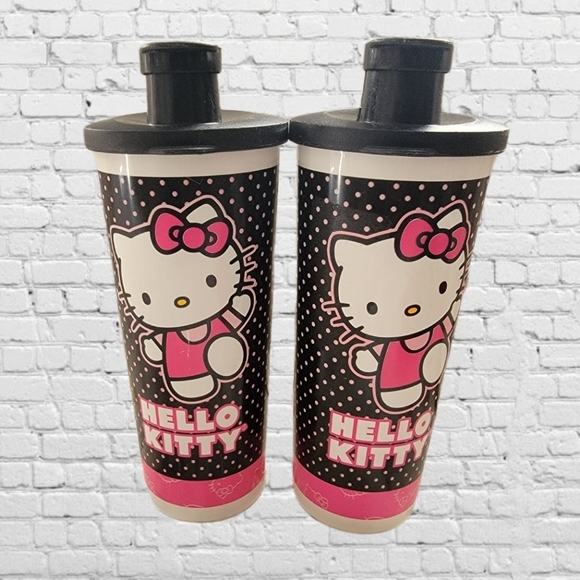 Tupperware | Dining | Tupperware Hello Kitty Tumbler Black Pink 6oz Set ...